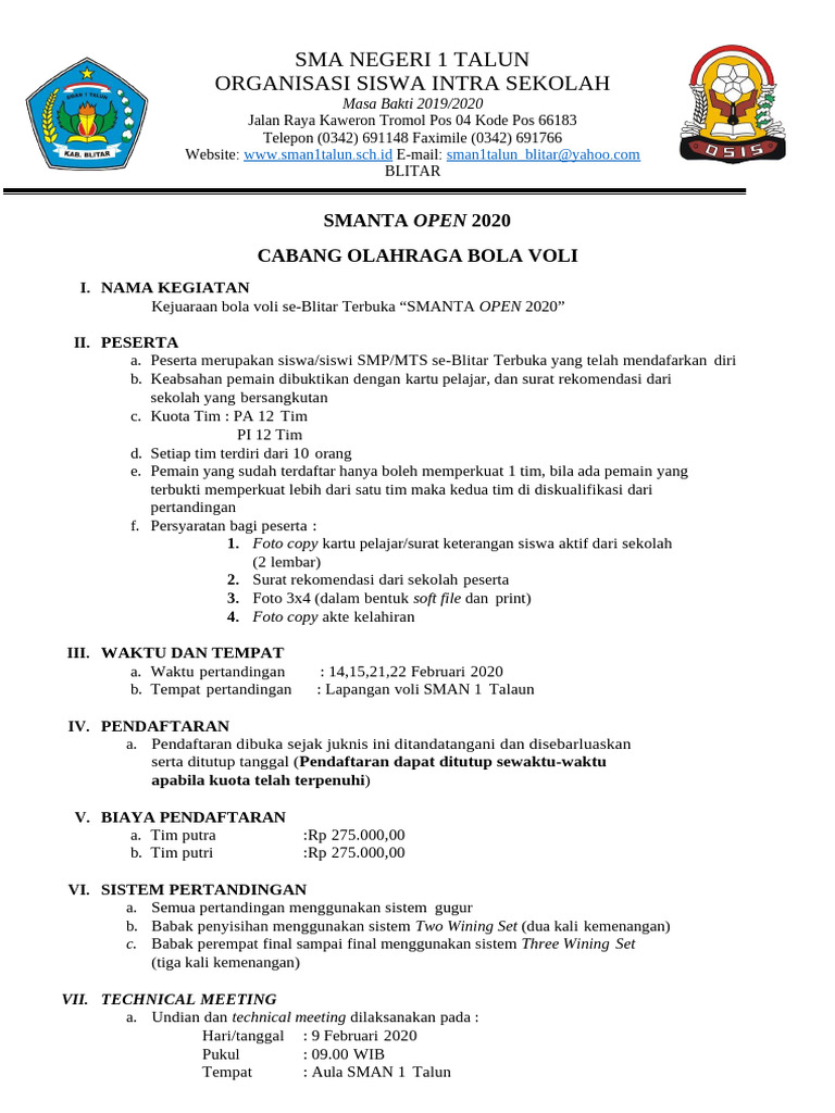 Juklak - Juknis - Dan - Formulir - Bola - Voli Putra | PDF