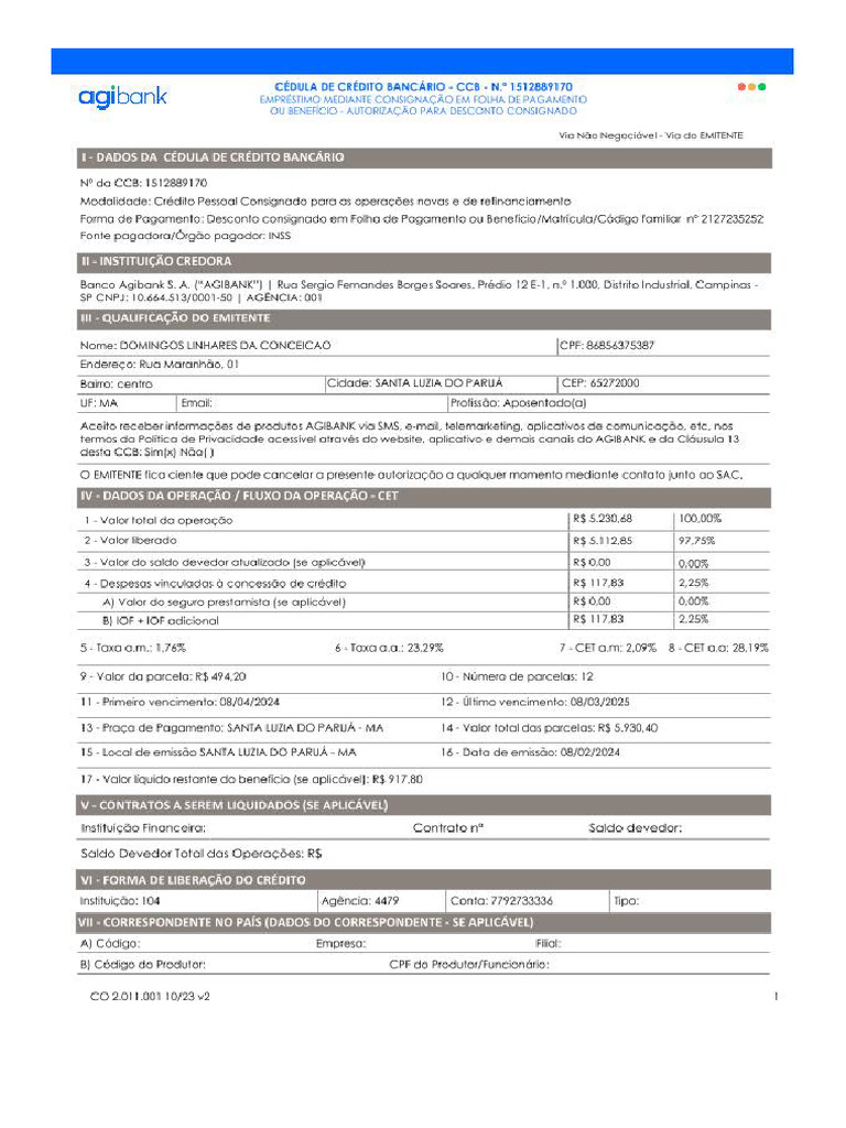 Contrato Emprestimo Consignado 041124 | PDF