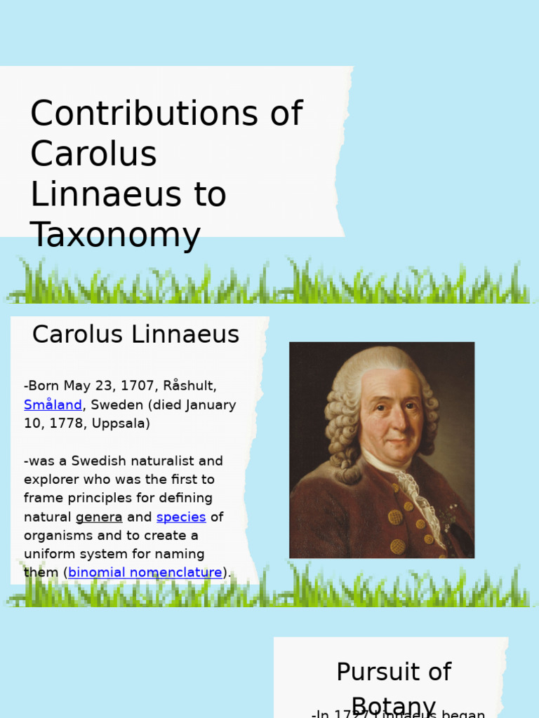 Contribution S of Carolus Linnaeus To Taxonomy - 20241106 - 012839 ...