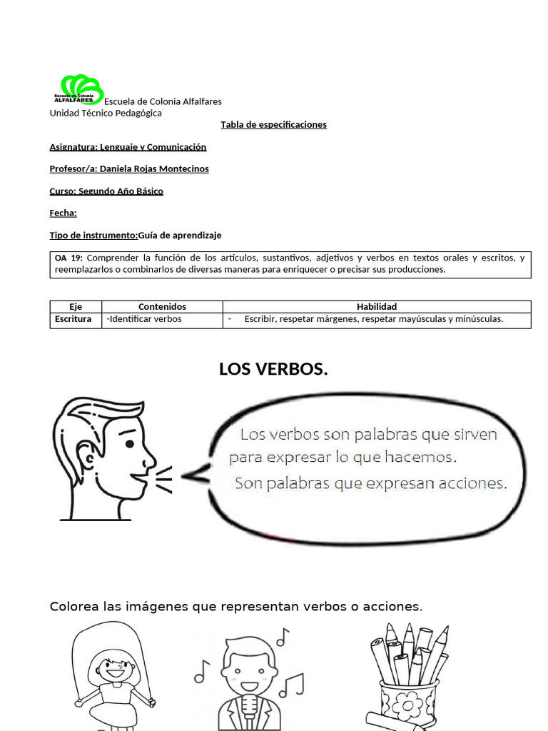 Colorea y Aprende Verbos | PDF | Artes del Lenguaje y Comunicación