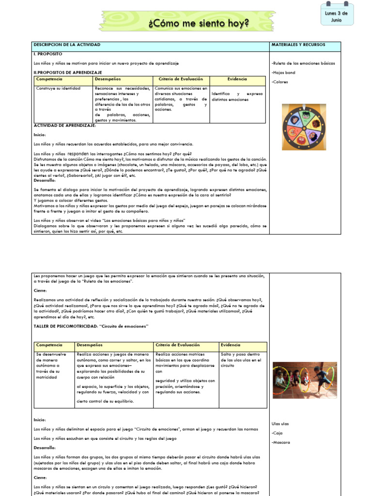 Como Me Siento Hoy | PDF | Las emociones | Aprendizaje