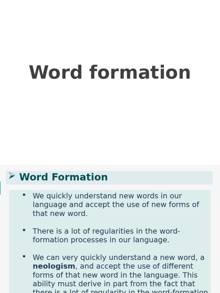 Lecture 5. Word Formation | PDF | Word | English Language