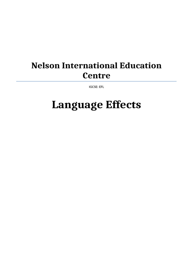 EFL - LANGUAGE EFFECTS Updated | PDF | Ellipsis | Bracket