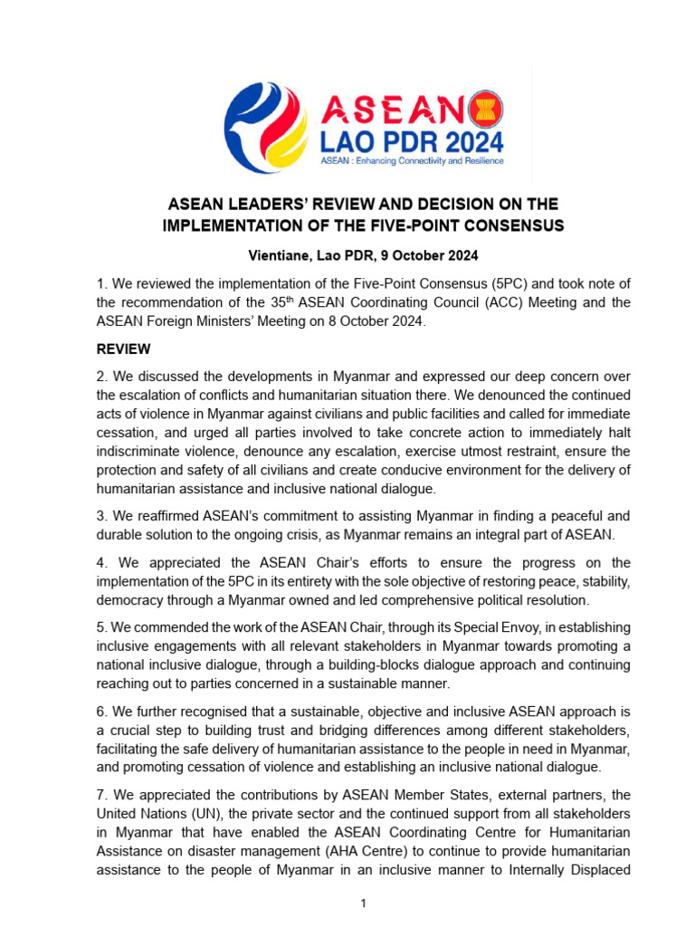 4 Final - Review and Decision of The ASEAN LEADERS On The 5PC 2024 ...
