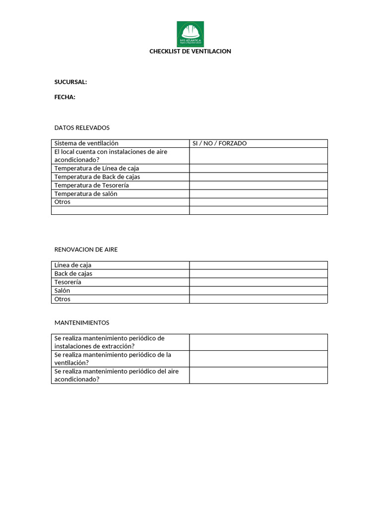 Checklist de Ventilacion - Ge | PDF | Tecnología