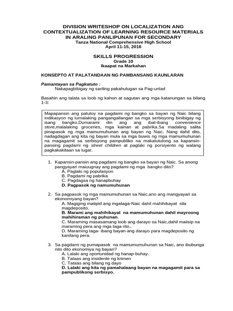 Skills Progression 4TH Grading | PDF