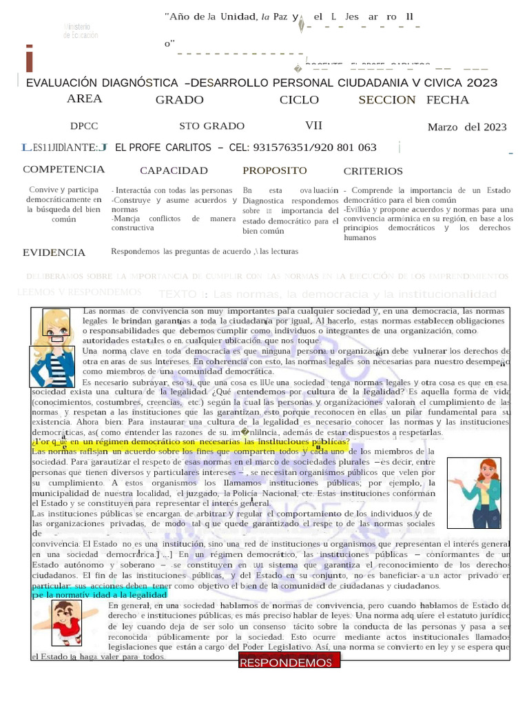 Evaluacion Diagnostica - 5to Grado-Dpcc - 00001 | PDF | Institución ...