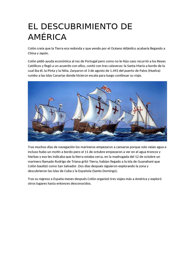 El Descubrimiento de América | PDF | Imperio español | Cristobal colon
