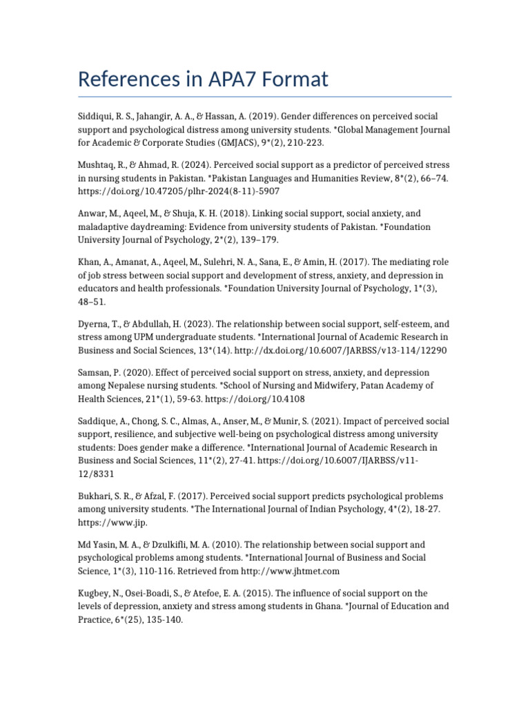 References Apa7 Format | PDF | Psychology | Emotions