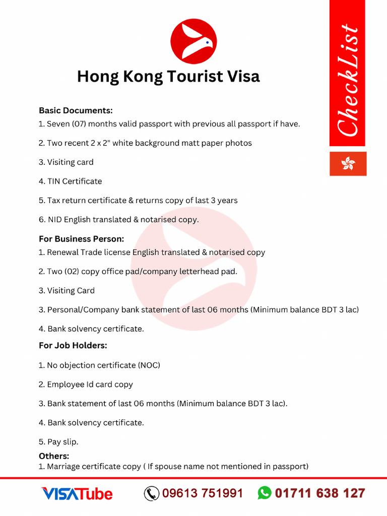 Hong Kong Tourist Visa Checklist | PDF