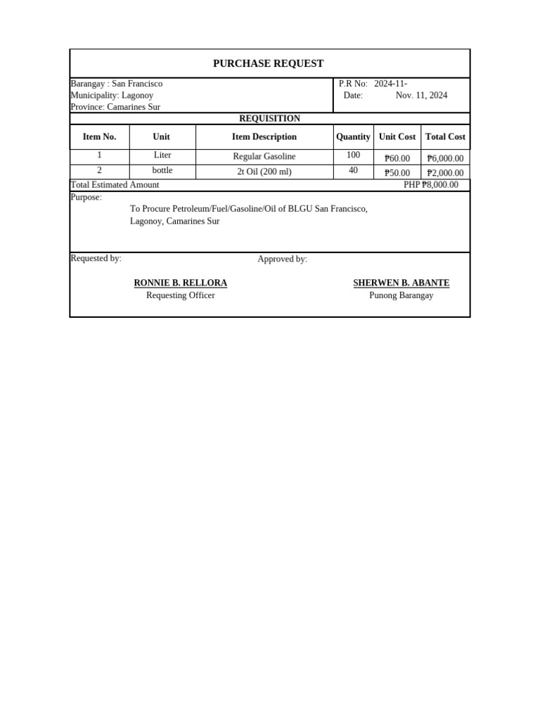 3 Purchase Request | PDF