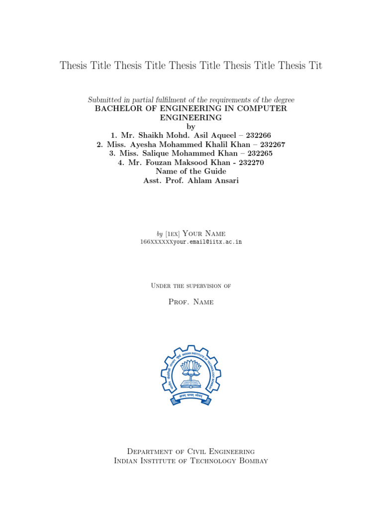 IIT Bombay Unofficial LaTeX PH D Synopsis Report Template 2 | PDF | Software Development Process ...