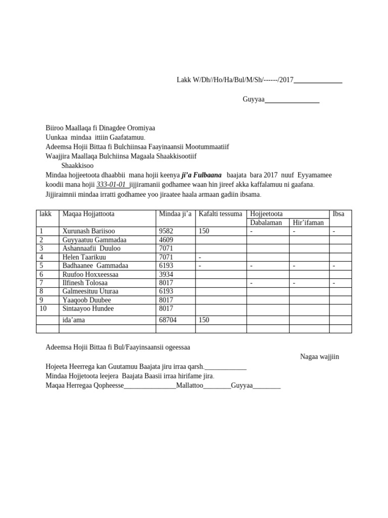 Mindaa Hojjaatoota | PDF