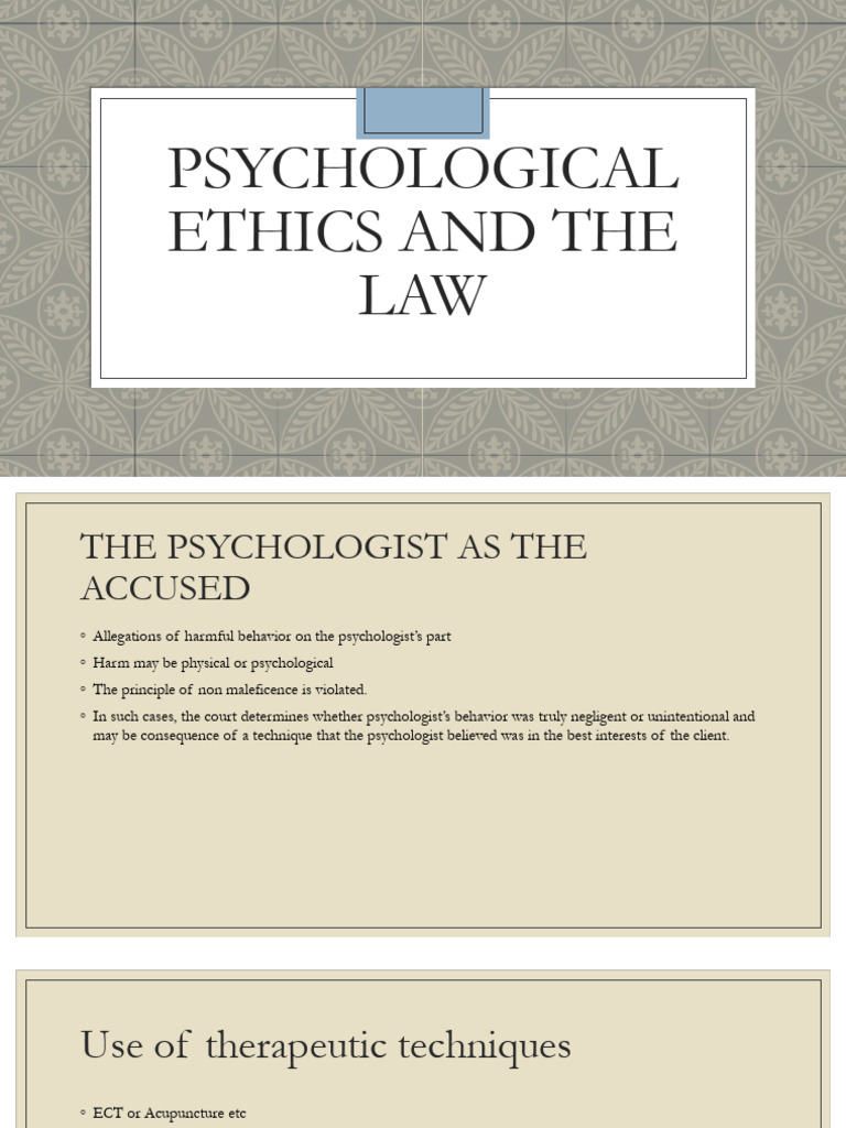 Psychological Ethics and The Law | PDF | Psychotherapy | Psychology