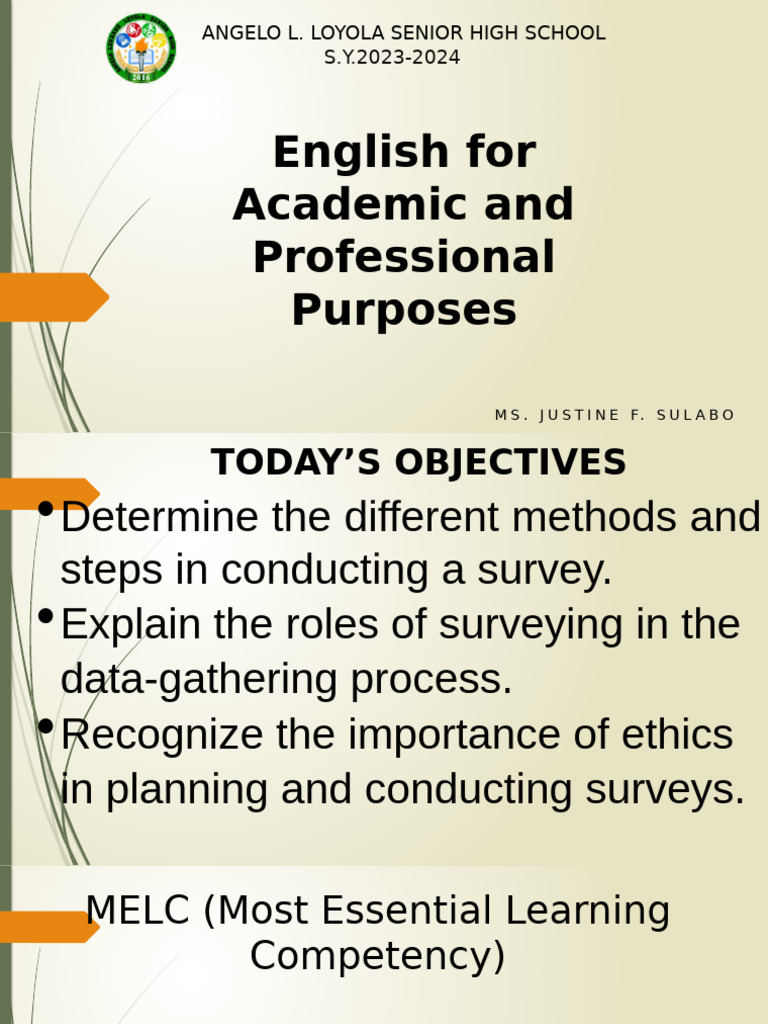 q2 W4 Conducting A Survey | PDF | Questionnaire | Cognition