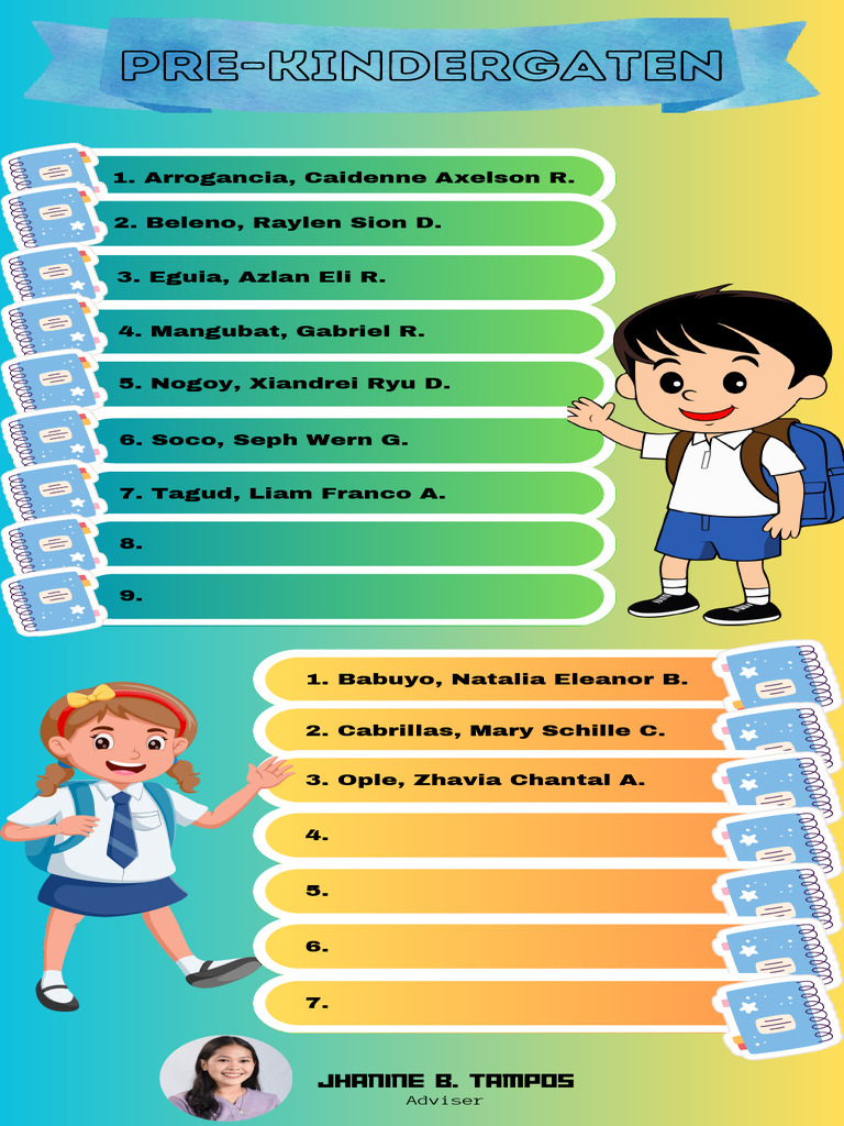 Blue and Teal Cute Illustrated Name Tag Sticker | PDF