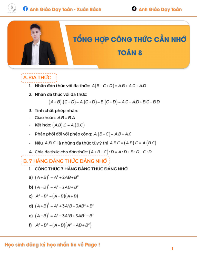 T NG H P Công TH C Toán 8 | PDF