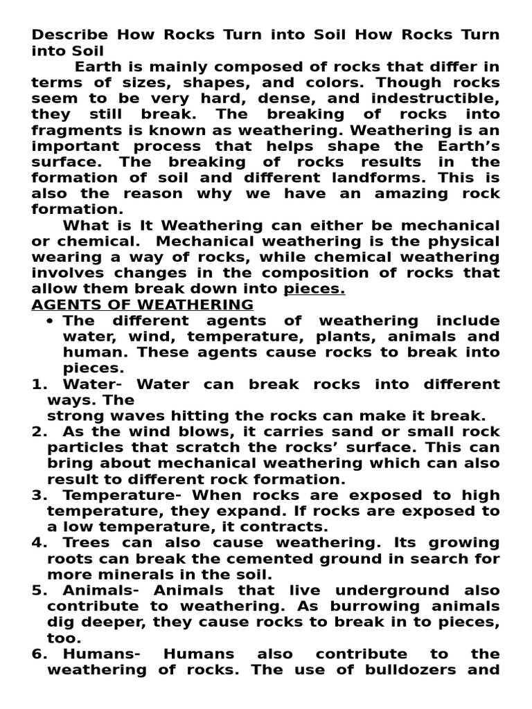 How Rocks Transform into Soil | PDF | Weathering | Rock (Geology)