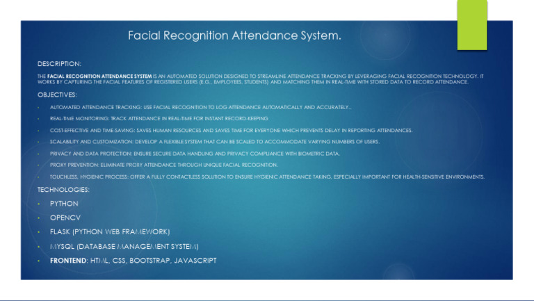 Facial Recognition Attendance System | PDF