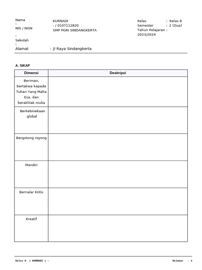 Rapor KURNADI 20232 | PDF