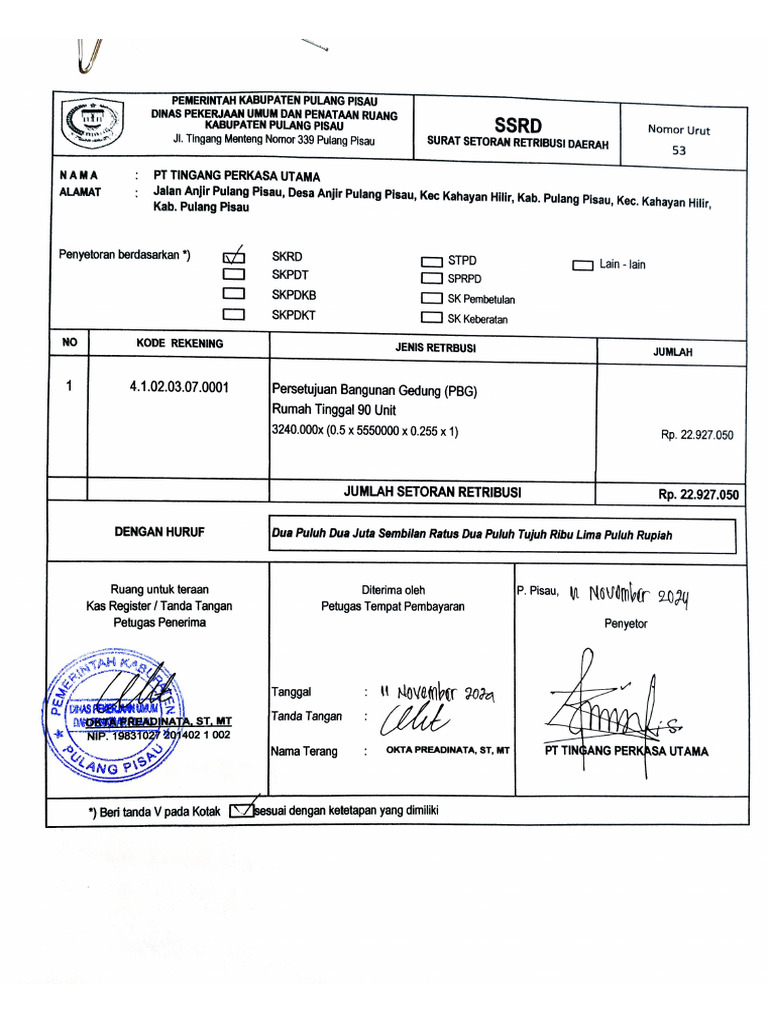 SSRD PT Tingang Perkasa Utama | PDF