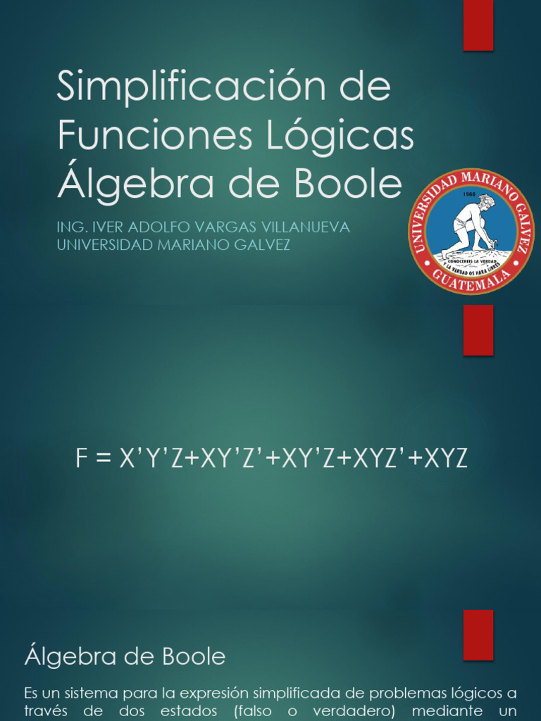 Clase No 02 - Simplificación de Funciones Lógicas - Algebra de Boole ...