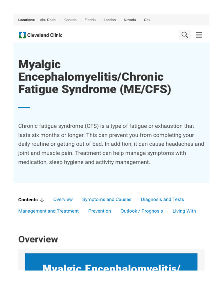 Myalgic Encephalomyelitis-Chronic Fatigue Syndrome (ME-CFS) | PDF | Chronic Fatigue Syndrome ...