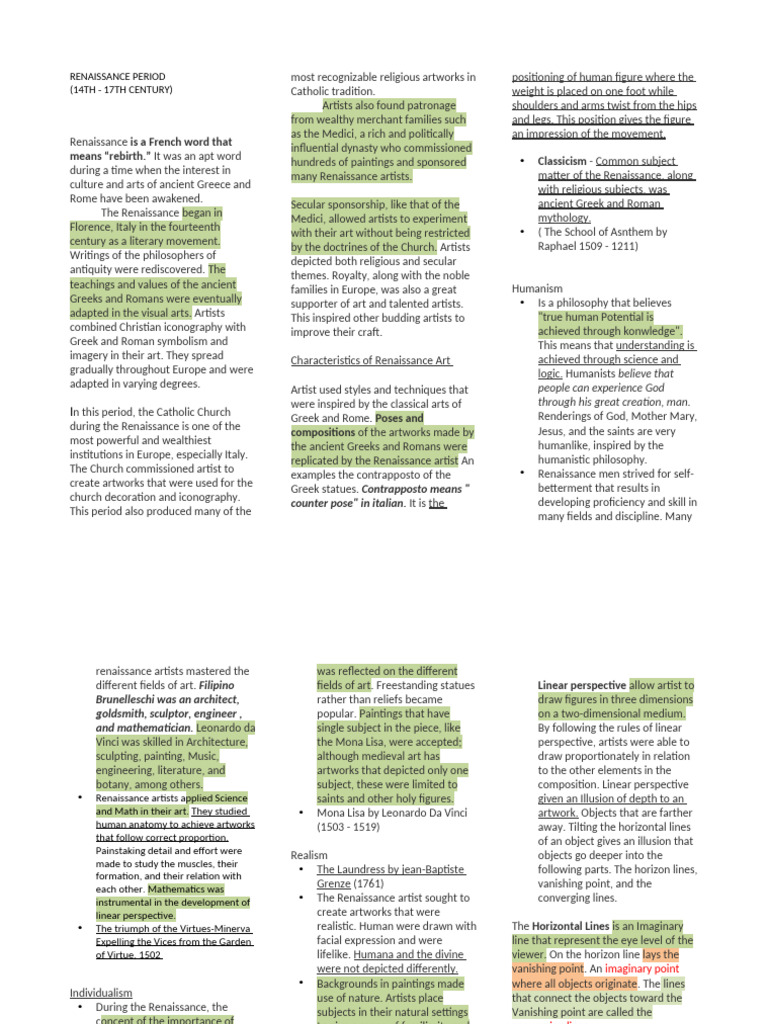 Arts and Pe Reviewer | PDF | Michelangelo | Renaissance