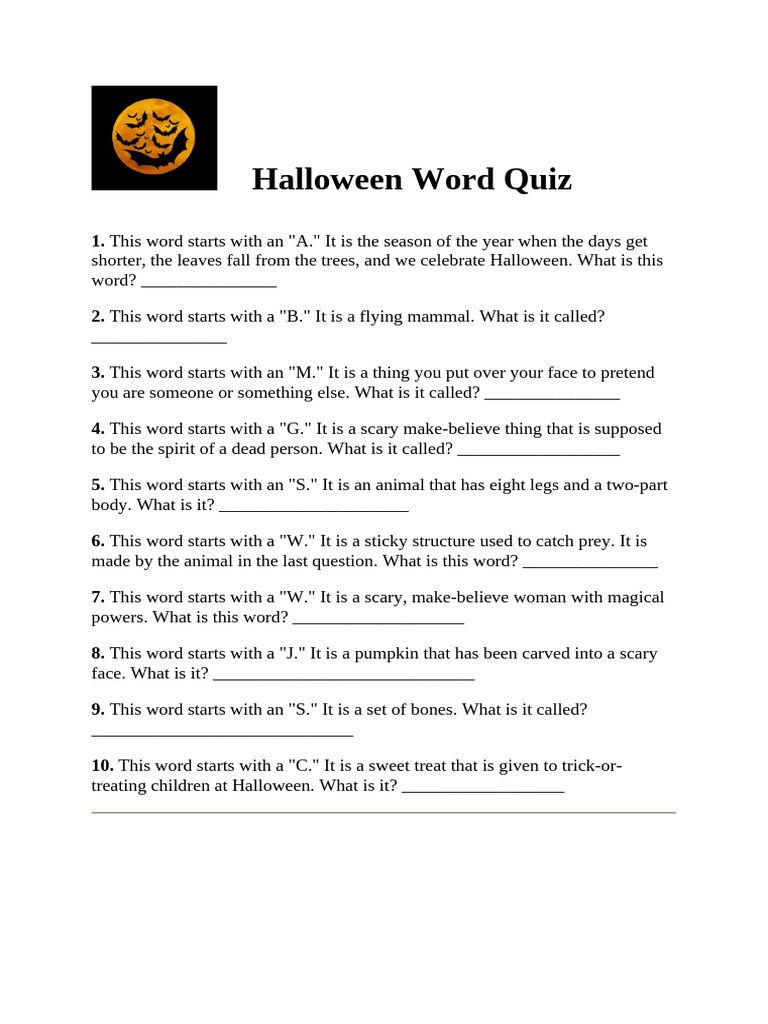 Halloween Word Quiz | PDF
