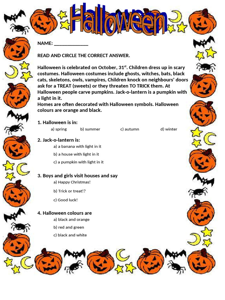 Halloween Worksheet | PDF