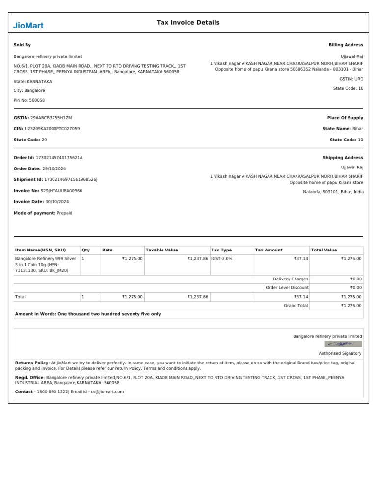Track JioMart Order by Shipment ID | PDF | Payments