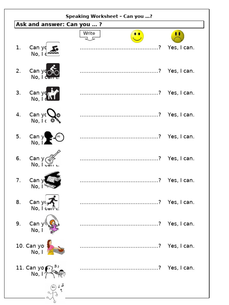 Speaking Worksheet Can You Fun Activities Games - 3629 | PDF | Language ...