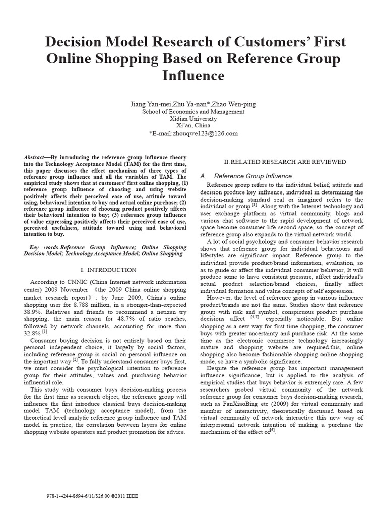 Decision Model Research of Customers' First Online Shopping Based on ...
