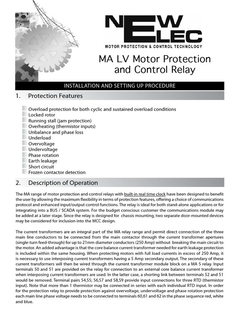 Motor Protection Relay Guide | PDF | Relay | Transformer