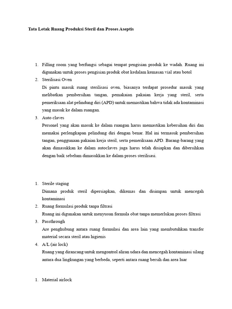 Tata Letak Ruang Produksi Steril | PDF