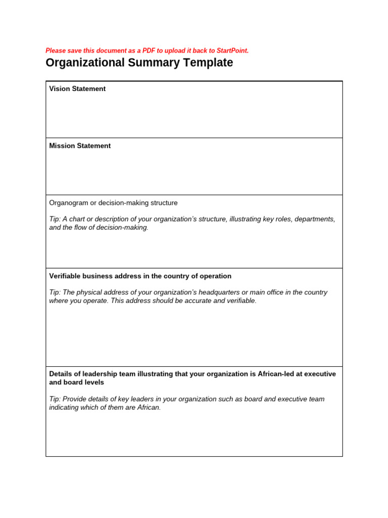 Organizational Summary Template Usuppj | PDF | Career & Growth | Self ...