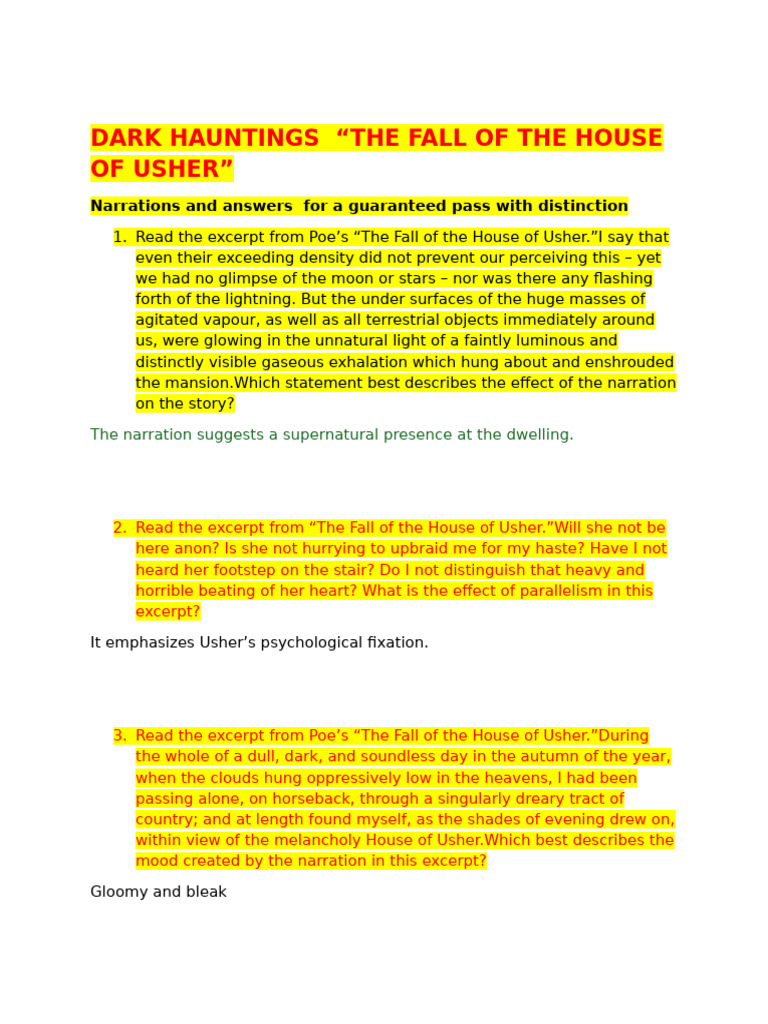 "Usher Analysis: Key Narration Effects" | PDF