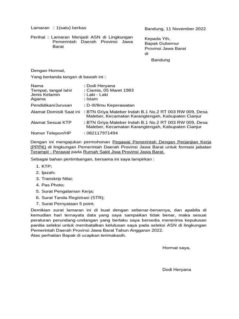 Surat Lamaran A Dodi | PDF