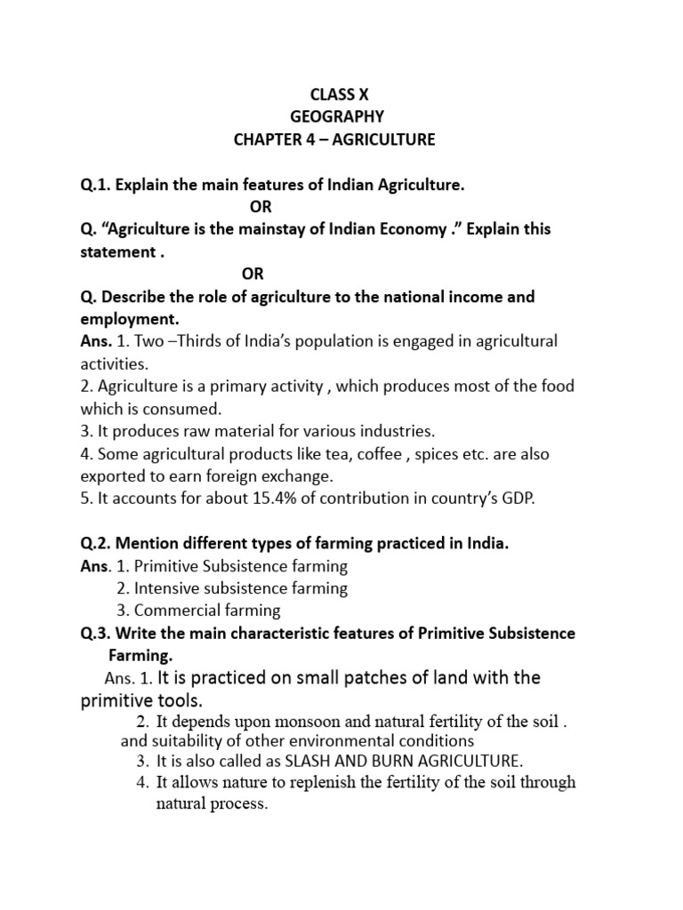 Class X ch.4 Notes | PDF | Agriculture | Intensive Farming