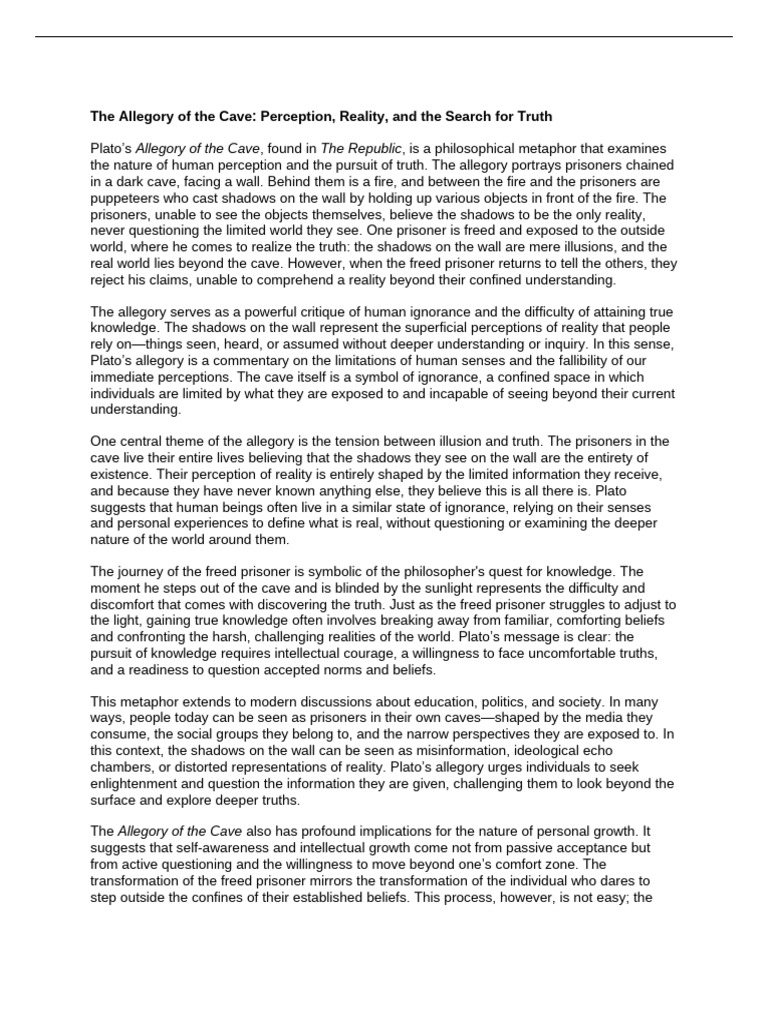 Plato's Allegory of the Cave Explained | PDF | Epistemology