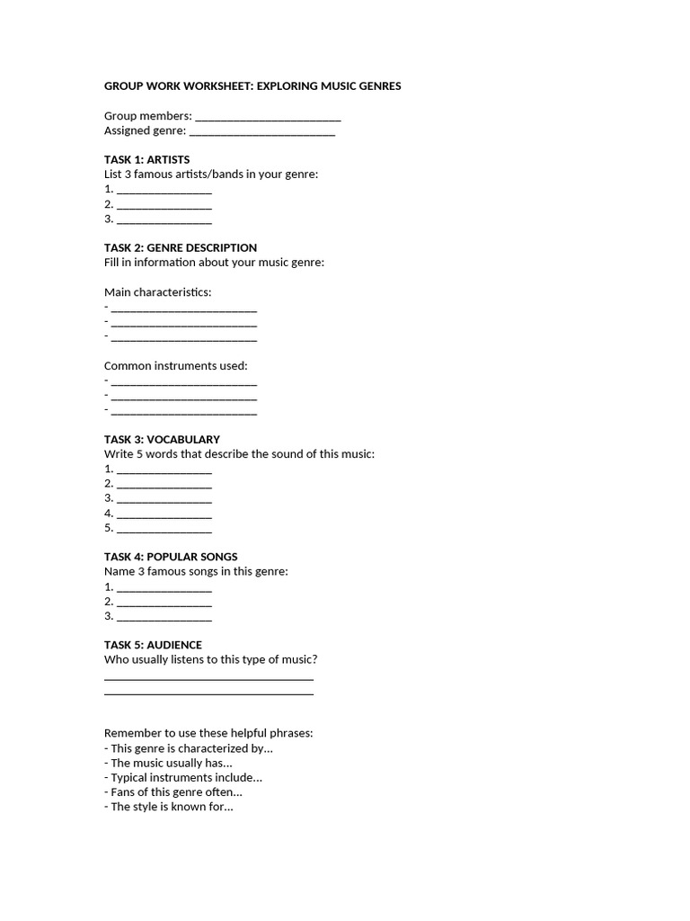 GROUP WORK WORKSHEET-8.razred | PDF