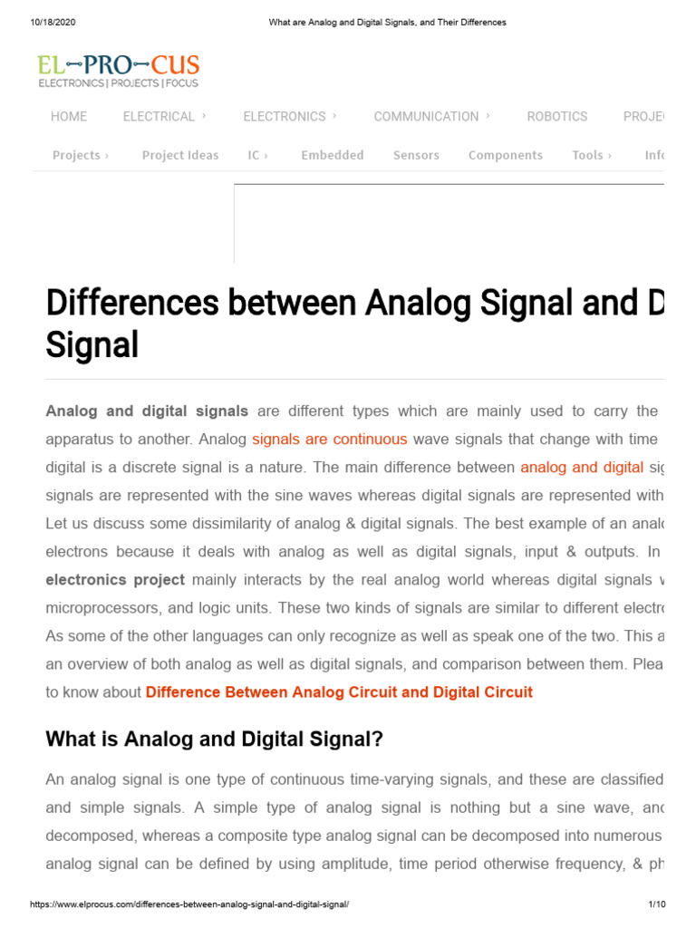What Are Analog and Digital Signals, and Their Differences | PDF | Digital Signal | Distortion
