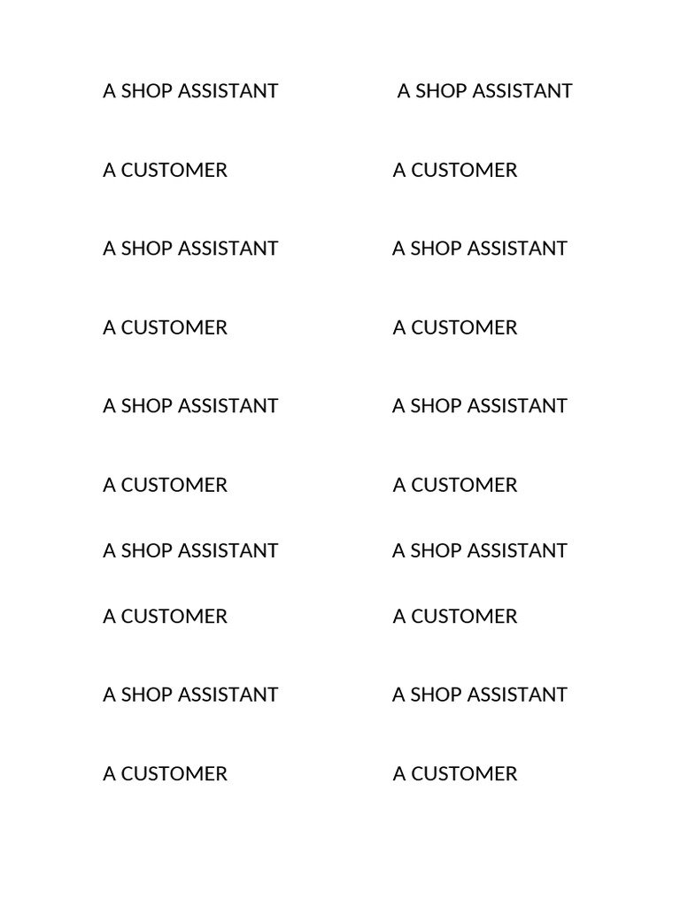 A Shop Assistant-A Customer | PDF