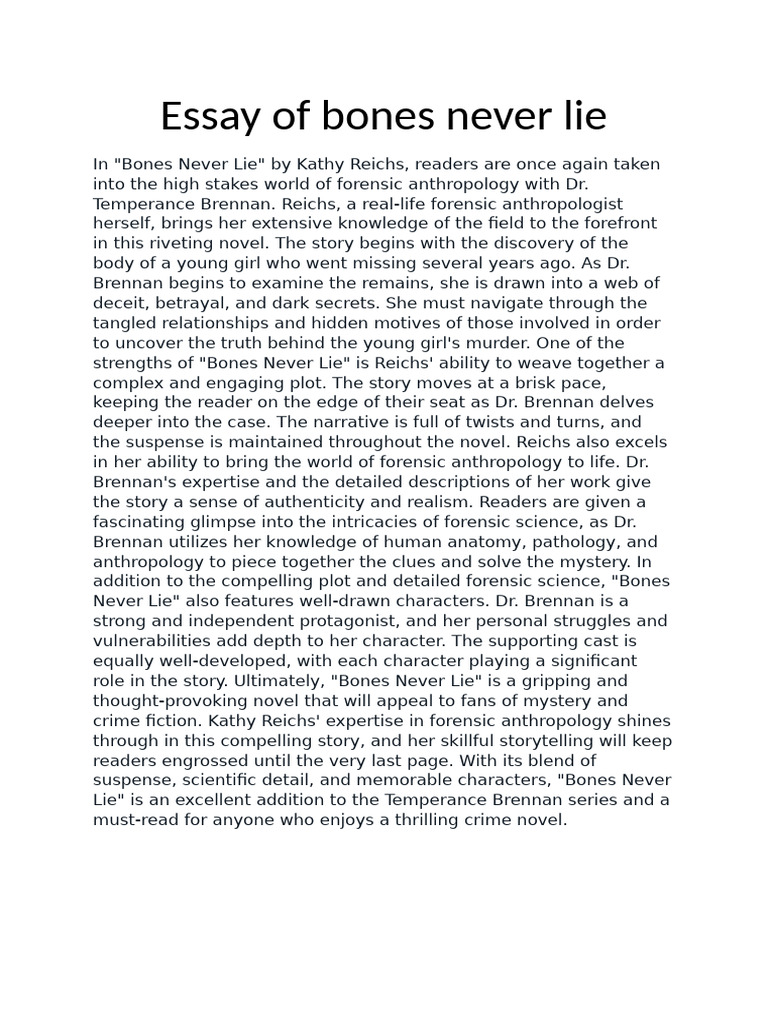 Essay of Bones Never Lie | PDF