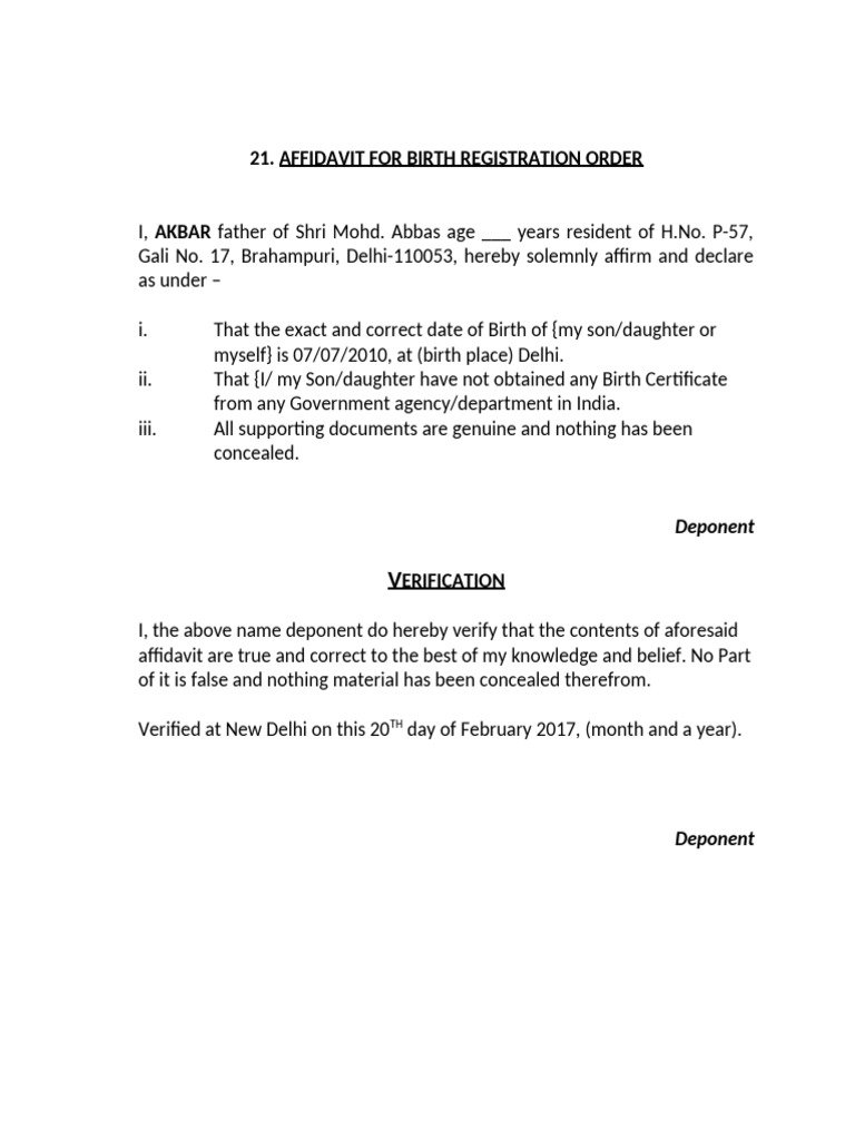 Affidavit For Birth With Ashok Logo - Nakul Rana | PDF | Social Science | Law