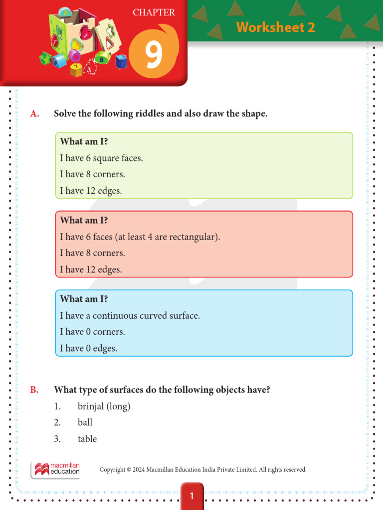 2 Math Ch9 The World of Shapes Worksheet 2 | PDF | Shape | Triangle