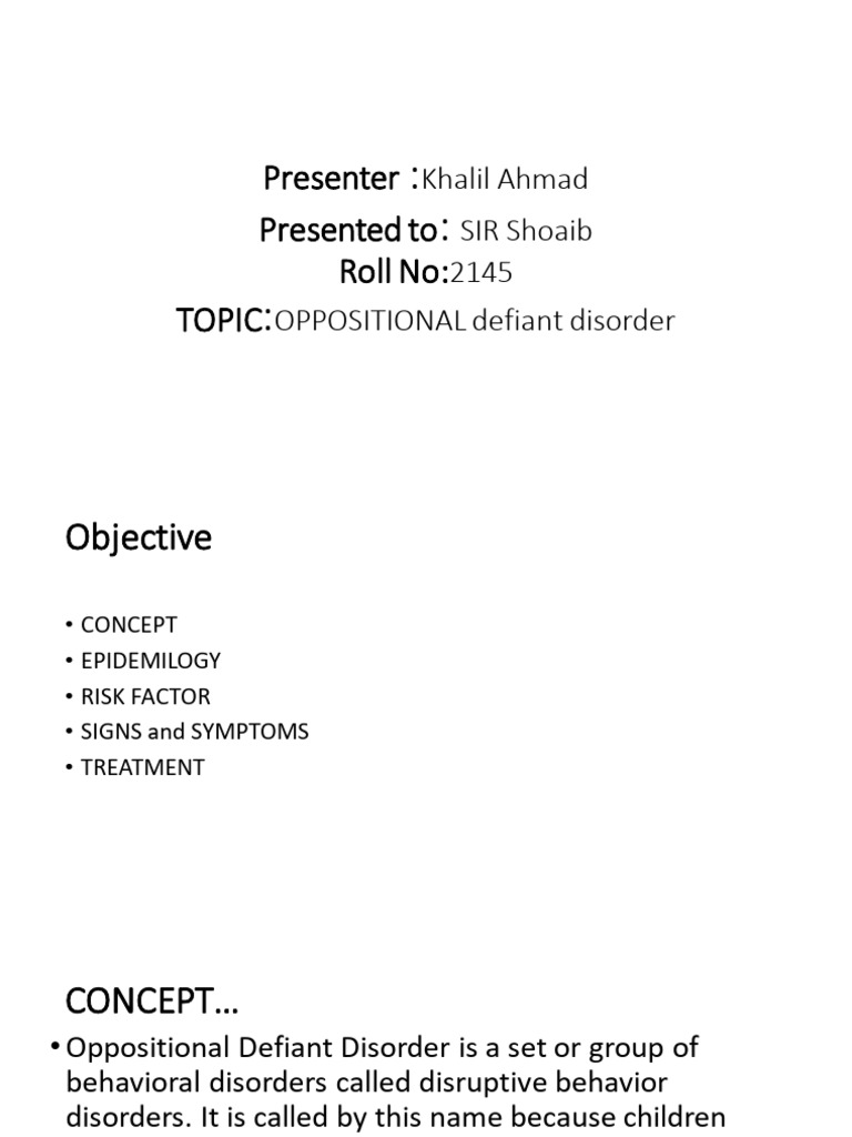 Oppositional Defiant Disorder | PDF | Mental Disorder | Clinical Medicine