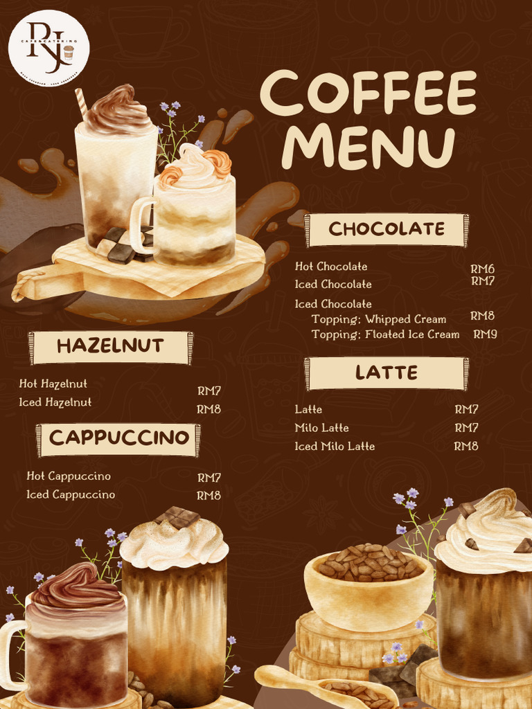 Brown and Cream Illustrative Coffee Menu PDF | PDF