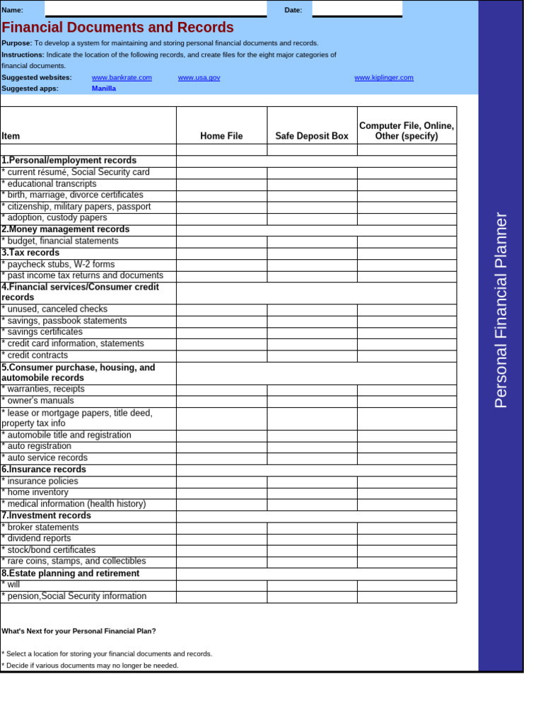 Personal Balance Sheet 08 | PDF | Balance Sheet | Financial Services