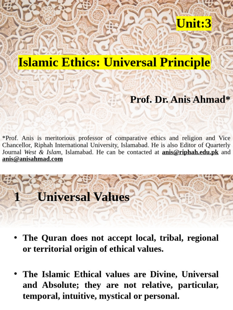 3-Islamic Ethics Universal Principle (2020) | PDF | Prophets And ...